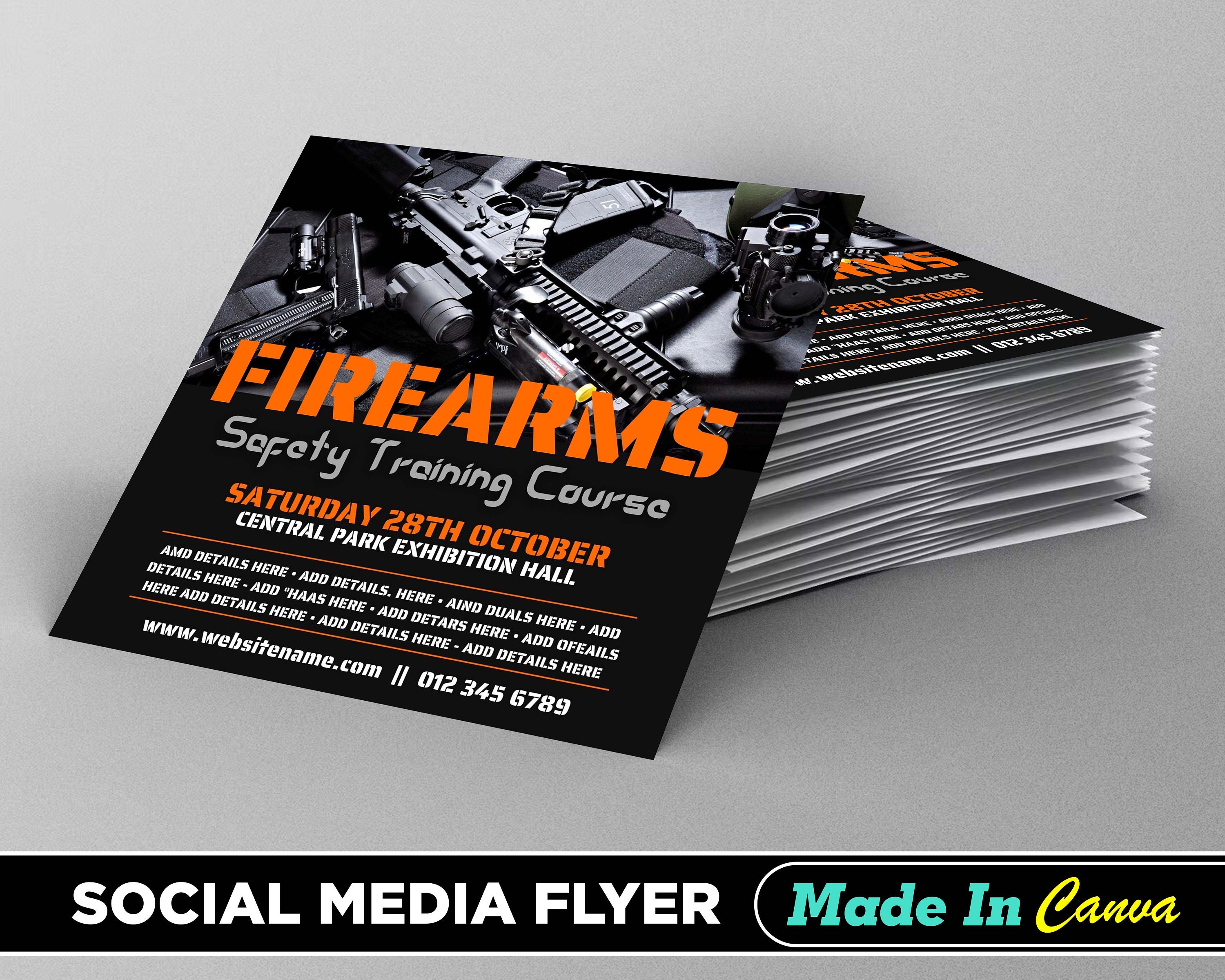 Firearms Training Flyer, DIY Canva Firearms Training Flyer Template ...
