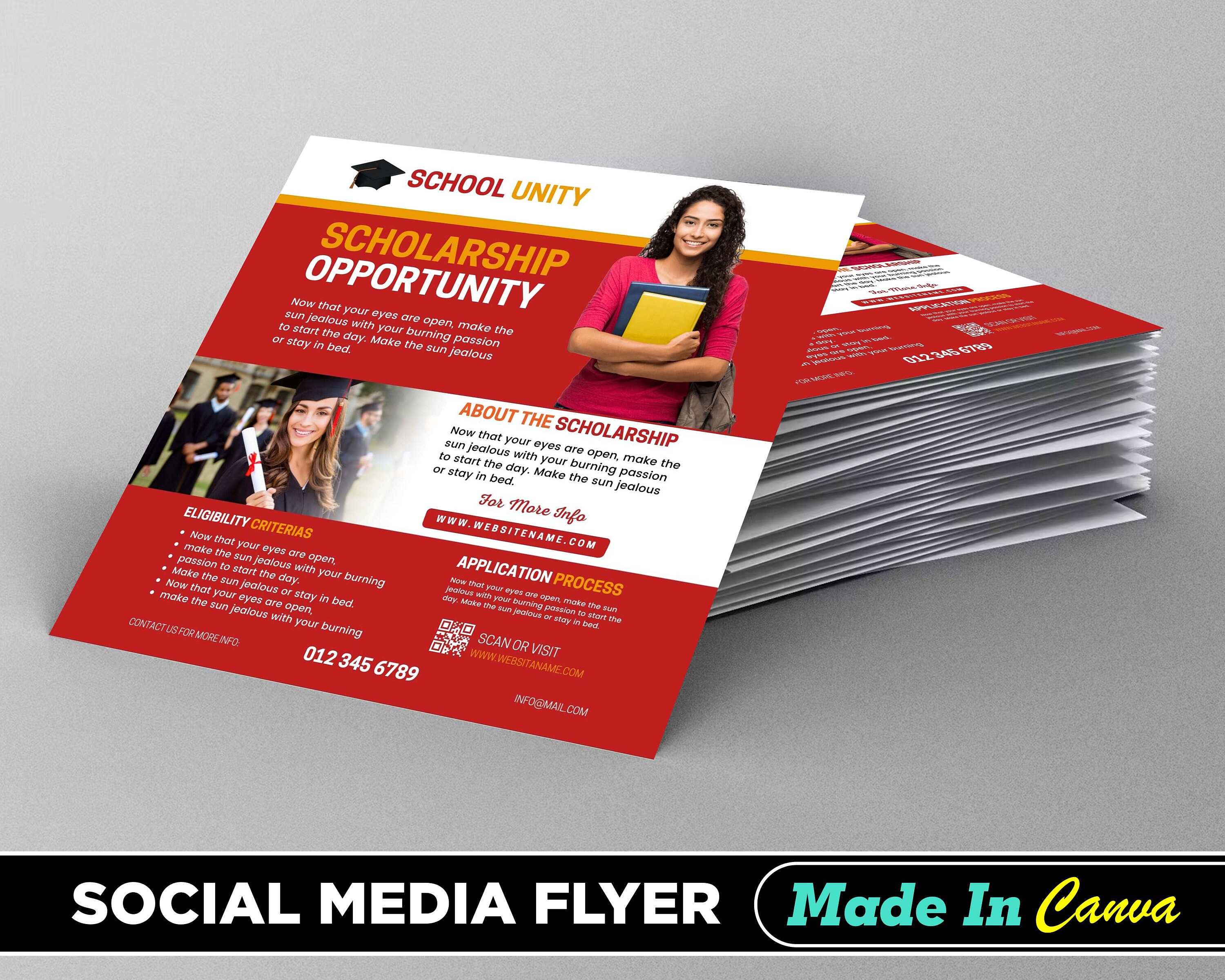 Scholarship Flyer Diy Canva Scholarship Flyer Template 2022 Editable