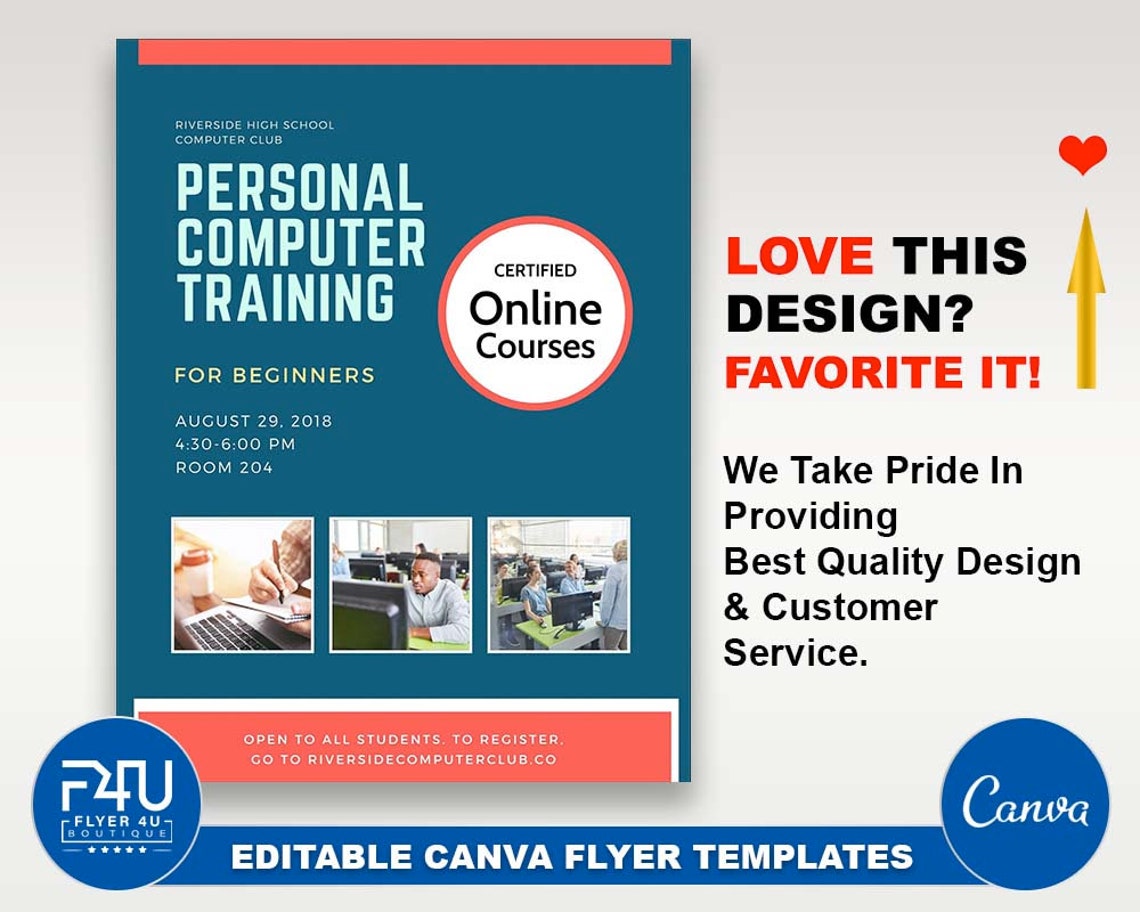 Personal Computer Training Flyer DIY Canva Personal Computer | Etsy