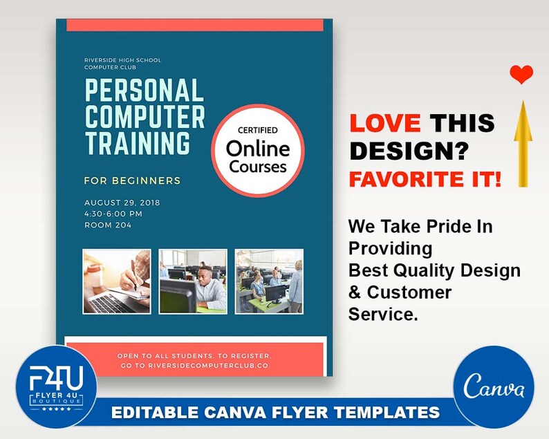 Personal Computer Training Flyer DIY Canva Personal Computer | Etsy