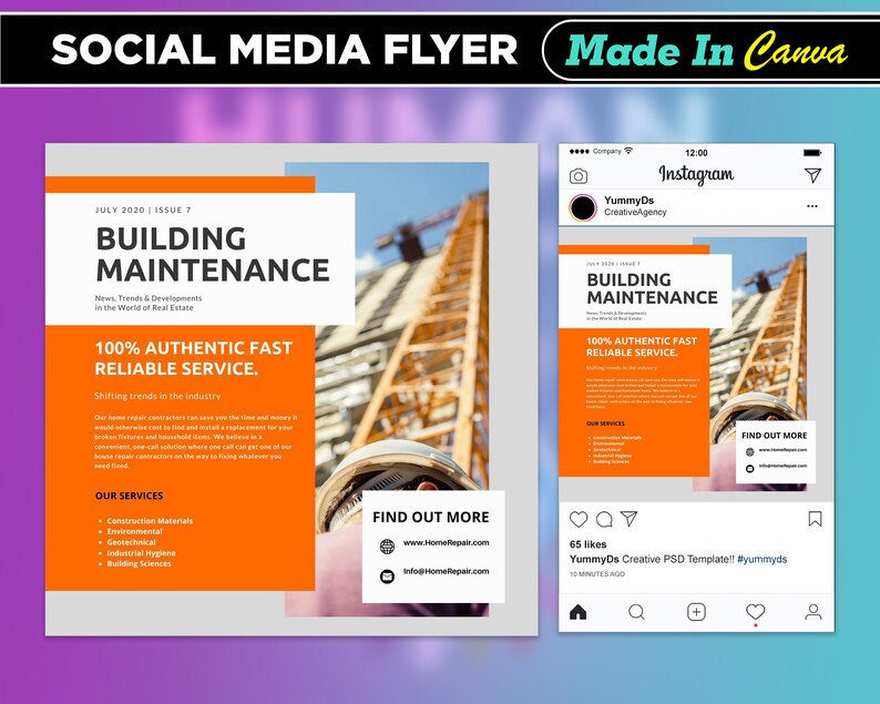 Building Maintenance Service Flyer, DIY Canva Building Maintenance ...