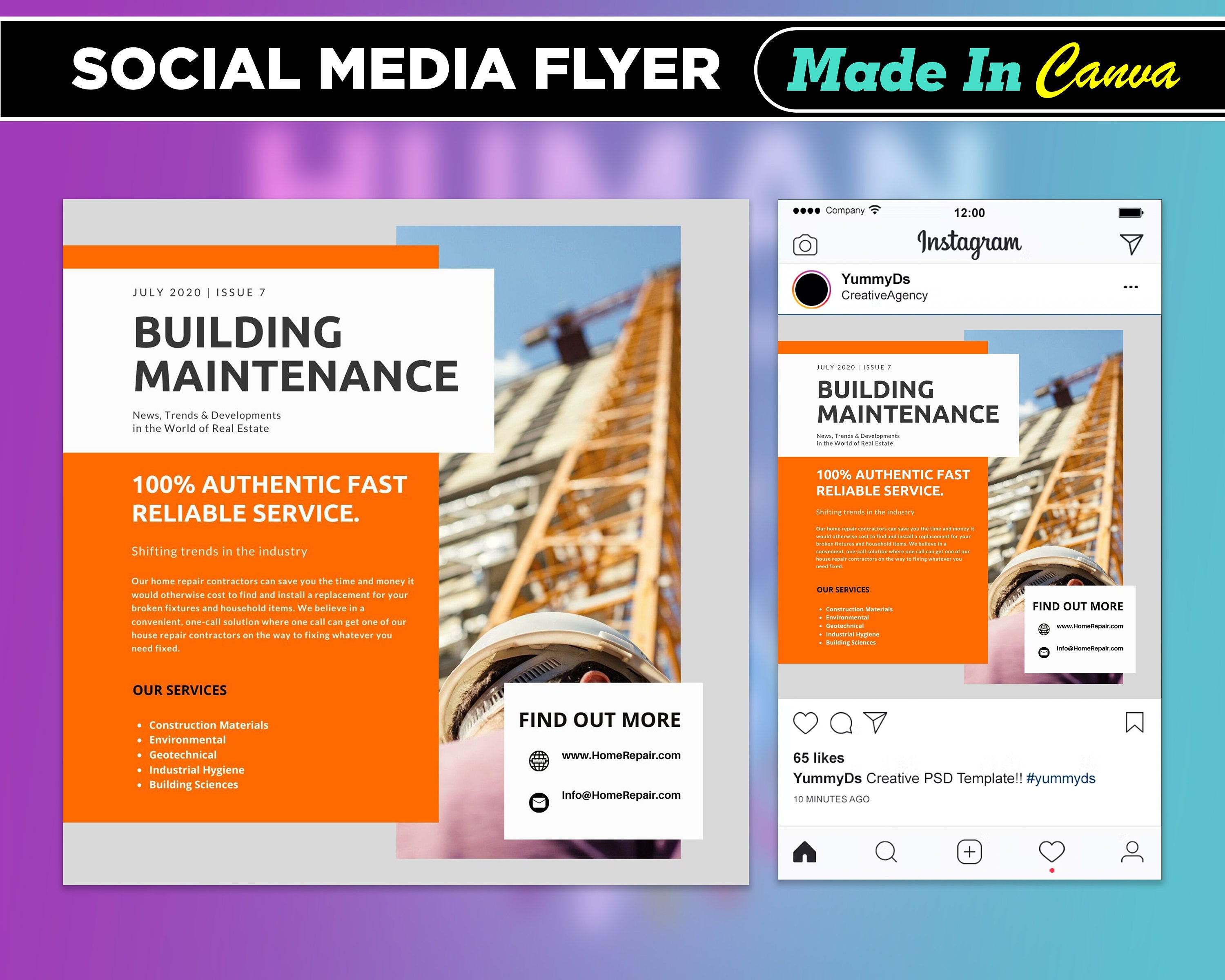 Building Maintenance Service Flyer, DIY Canva Building Maintenance ...