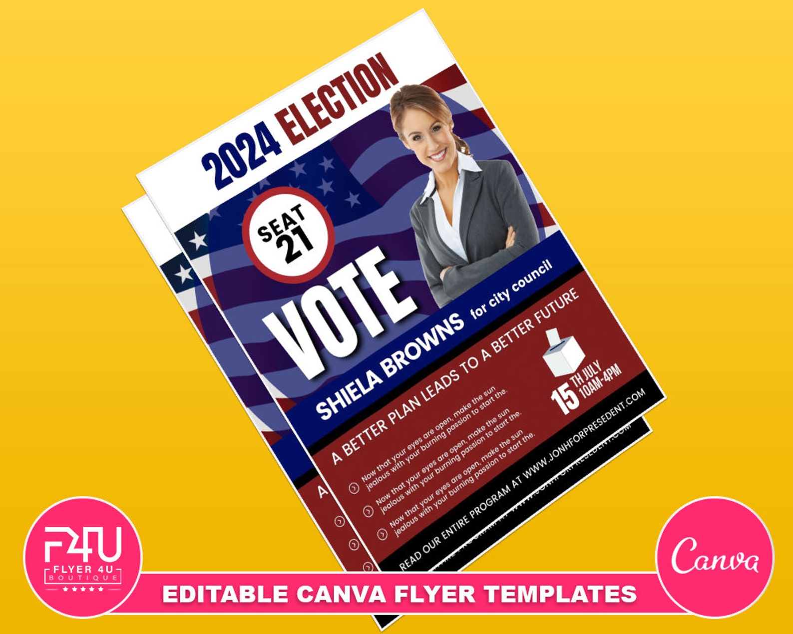 Election Campaing Flyer, DIY Canva Election Campaing Flyer Template ...