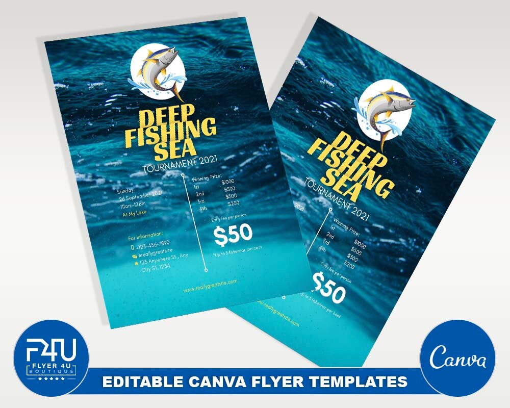 Sport Fishing Charter Boat Flyer DIY Canva Sport Fishing - Etsy