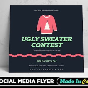 Ugly Sweater Contest Flyer, DIY Canva Ugly Sweater Contest Flyer ...