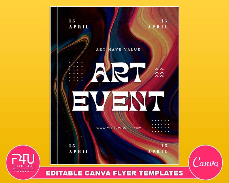 Art Event Flyer, DIY Canva Art Event Template, Editable US Letter Size ...