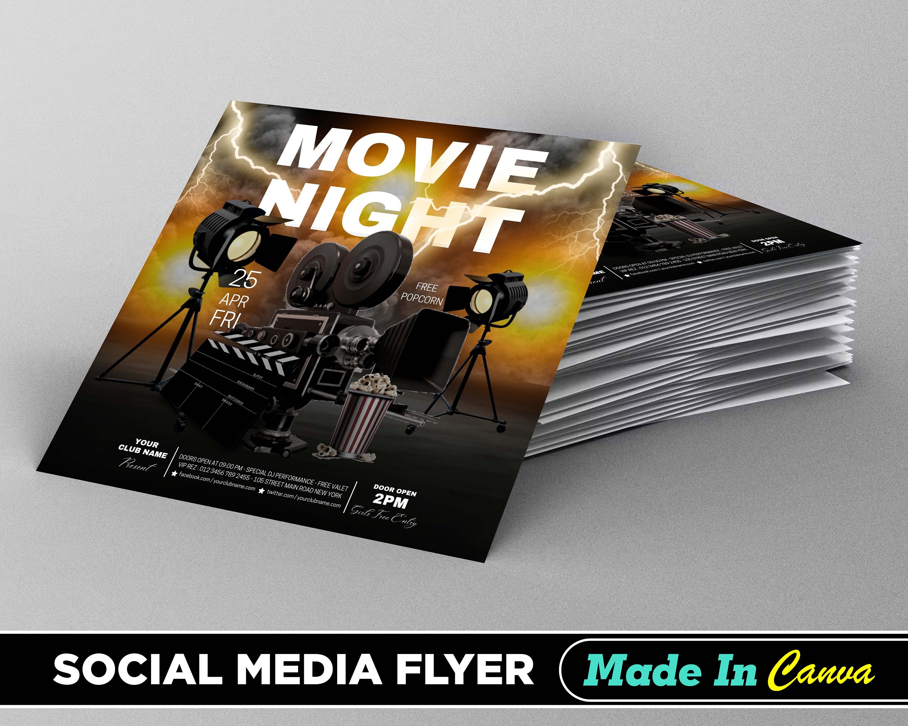 Movie Flyer, DIY Canva Movie Flyer Template 2022, Editable Social Media ...