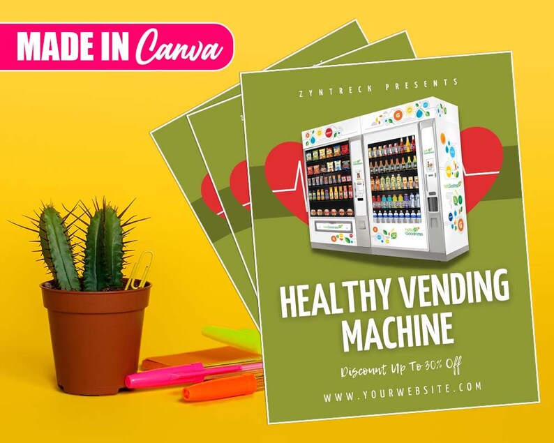 Healthy Vending Machine Flyer, DIY Canva Healthy Vending Machine Flyer ...