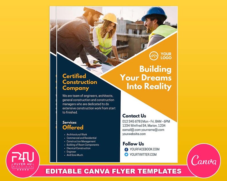 Concrete Business Flyers, DIY Canva Concrete Business Flyers, Editable ...