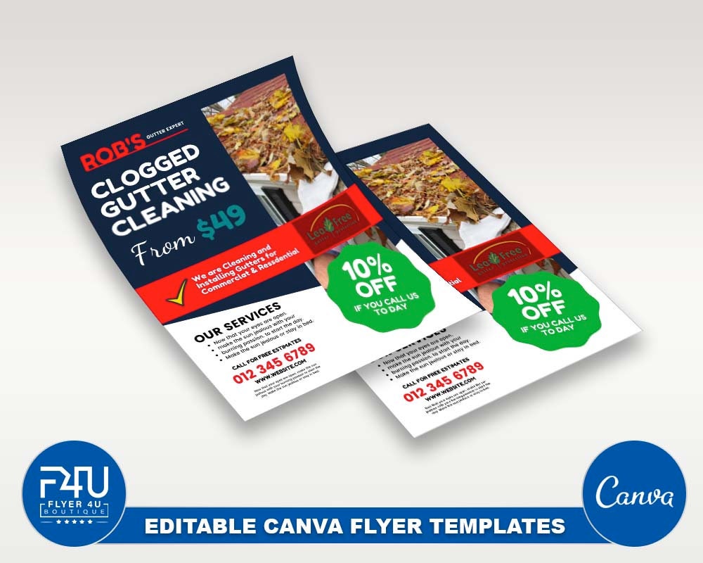 Gutter Cleaning Flyer DIY Canva Gutter Cleaning Flyer - Etsy