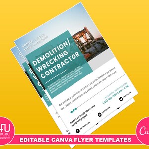 Demolition Wrecking Contractor Flyer,diy Canva Demolition Wrecking ...