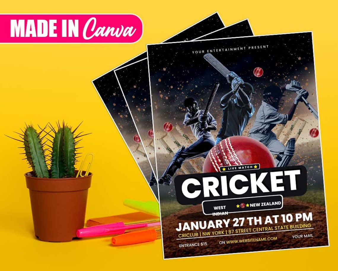 Cricket Tournament Flyer DIY Canva Cricket Tournament Flyer - Etsy