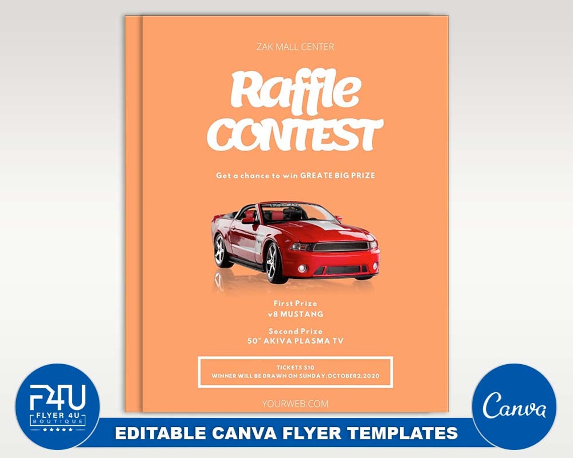 Raffle Flyer DIY Canva Raffle Flyer Template 2022 Editable - Etsy