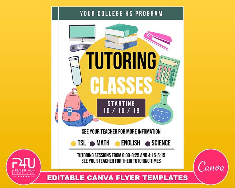 Summer Tutoring Flyers, DIY Canva Summer Tutoring Flyers, Editable ...