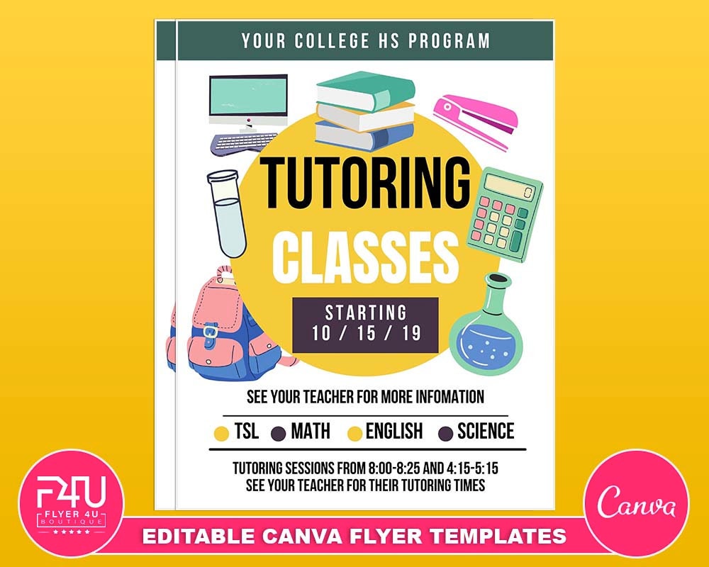 Summer Tutoring Flyers, DIY Canva Summer Tutoring Flyers, Editable ...