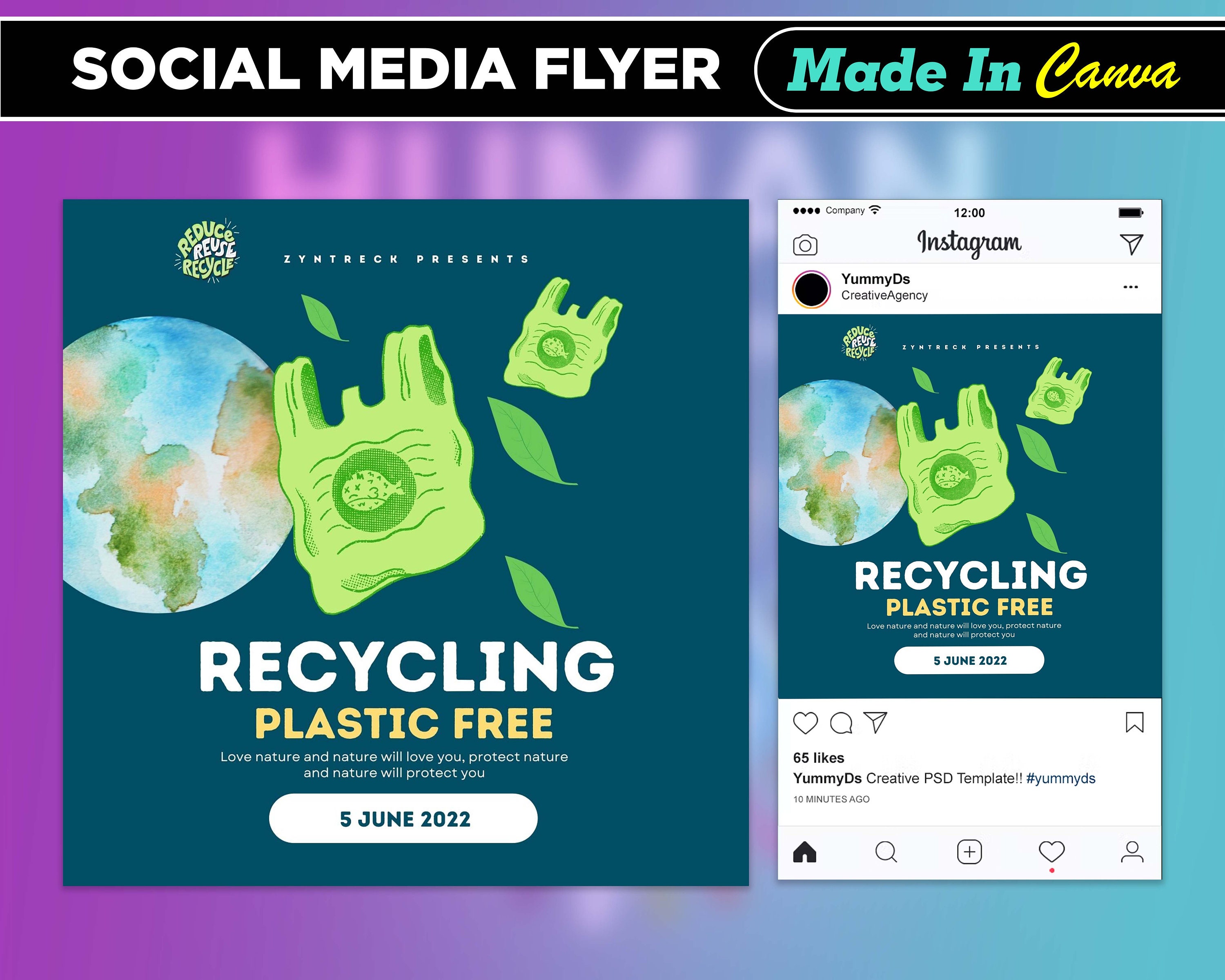 Recycling Flyer, DIY Canva Recycling Flyer Template 2022, Editable ...