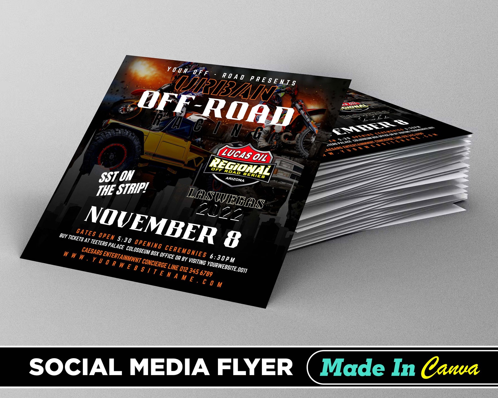 Las Vegas Flyer DIY Canva Las Vegas Flyer Template 2022 - Etsy