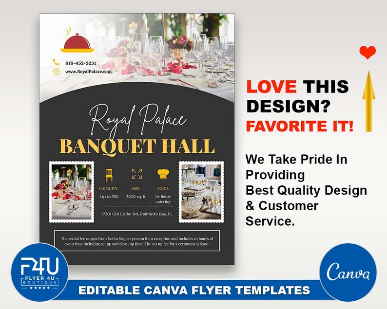 Banquet Facility Flyer DIY Canva Banquet Facility Flyer - Etsy