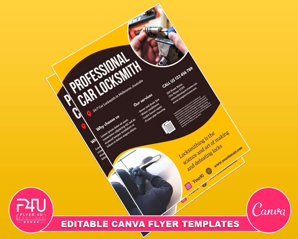 Locksmith Service Flyer, DIY Canva Locksmith Service Flyer Template ...