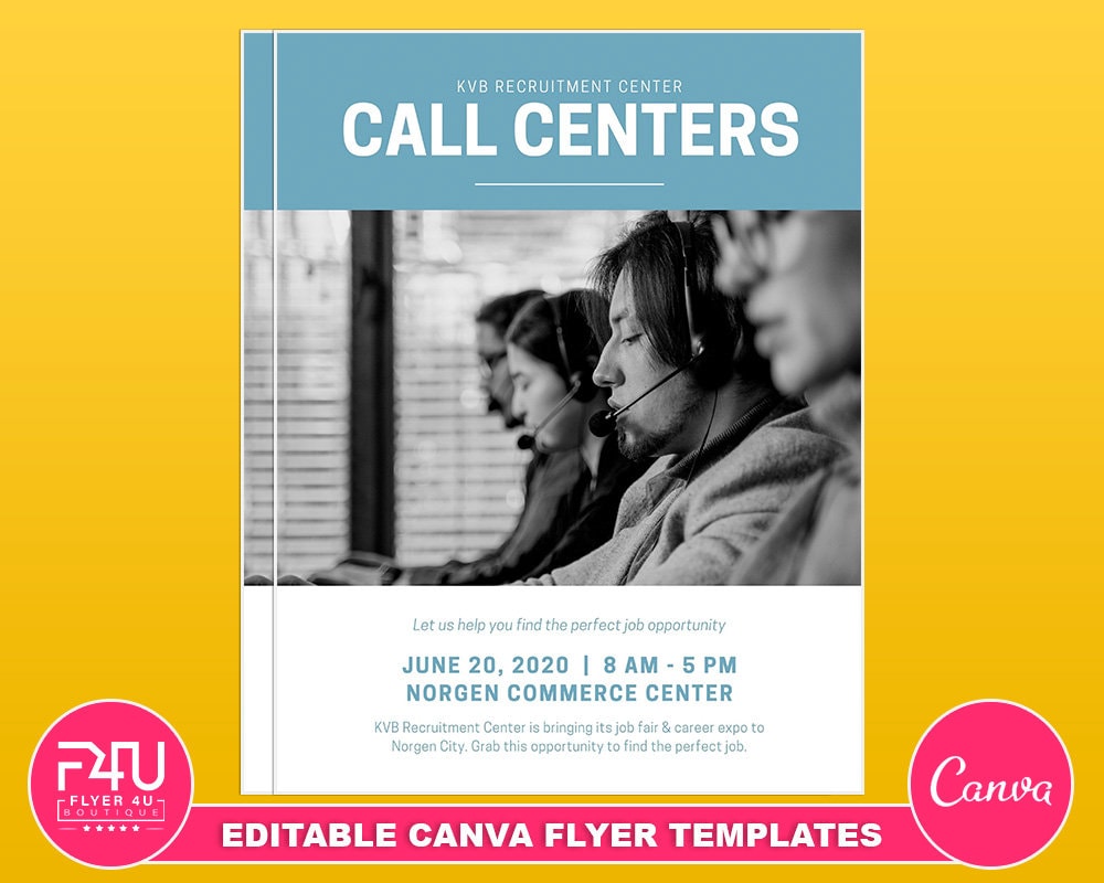 Call Centers Flyer, DIY Canva Call Centers Flyer Template, Editable ...