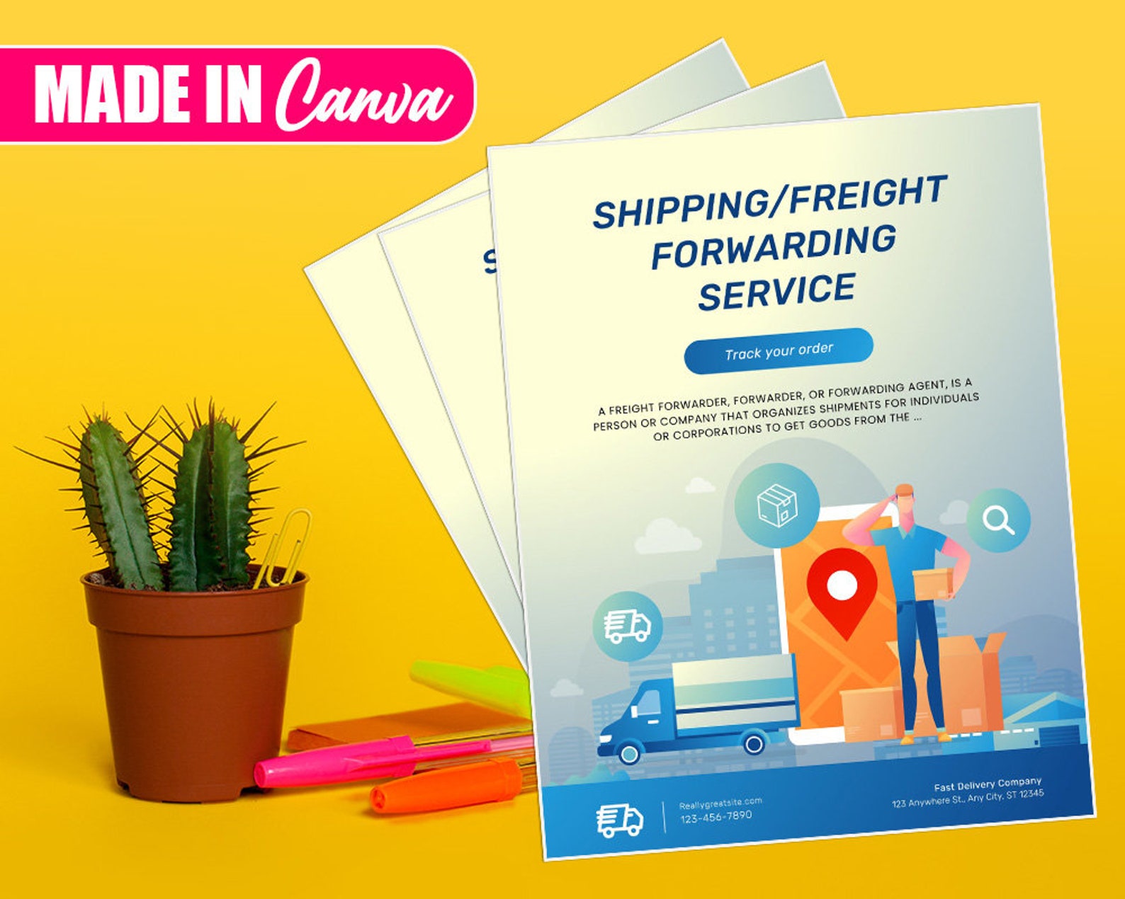 Shipping Freight Forwarding Flyer, DIY Canva Shipping Freight ...