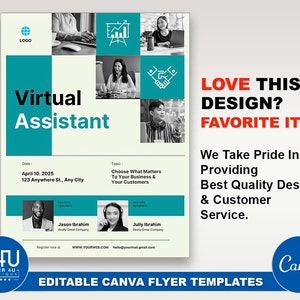 Virtual Assistant Flyer DIY Canva Virtual Assistant Flyer | Etsy