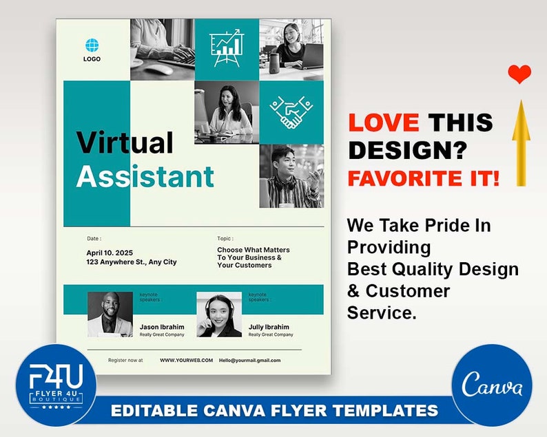 Virtual Assistant Flyer DIY Canva Virtual Assistant Flyer | Etsy