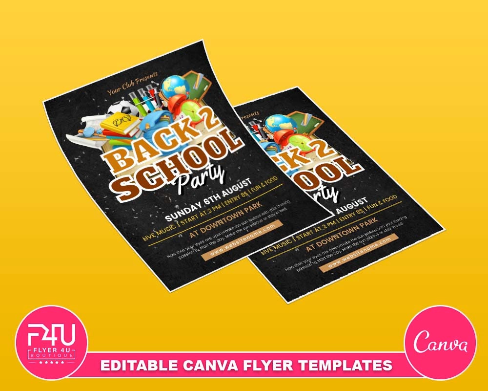 School Party Flyer, DIY Canva School Party Flyer, Editable Canva US ...