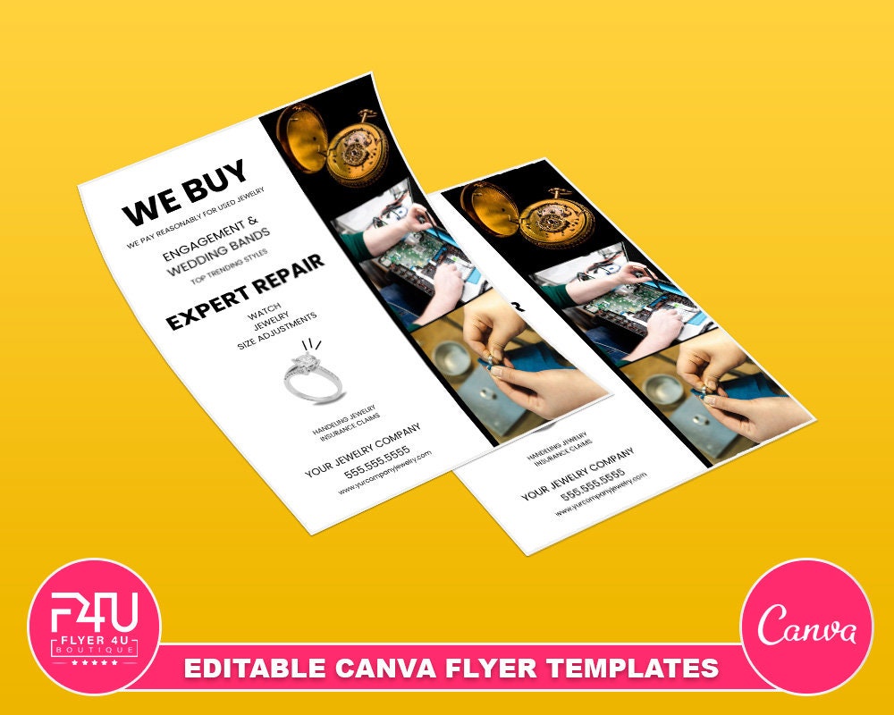 Jewelry Clock Watch Repair Flyer DIY Canva Jewelry Clock - Etsy