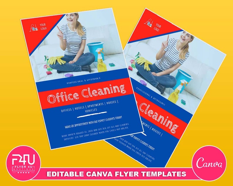 Office Cleaning Flyer, DIY Canva Office Cleaning Flyer Template 2022, Editable Canva US Letter ...
