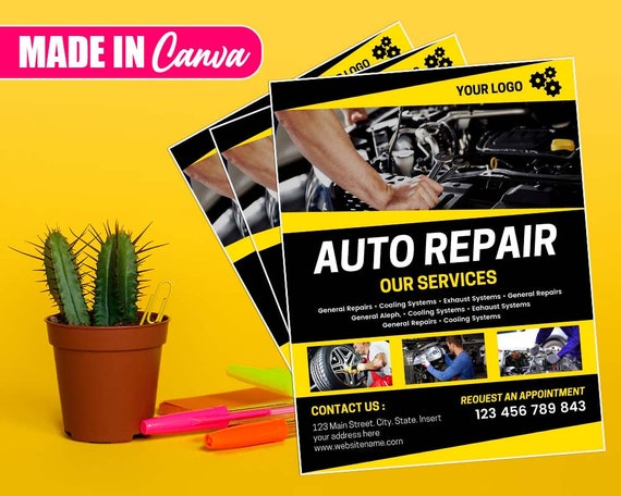Mechanic Flyer DIY Canva Mechanic Flyer Editable Canva US | Etsy