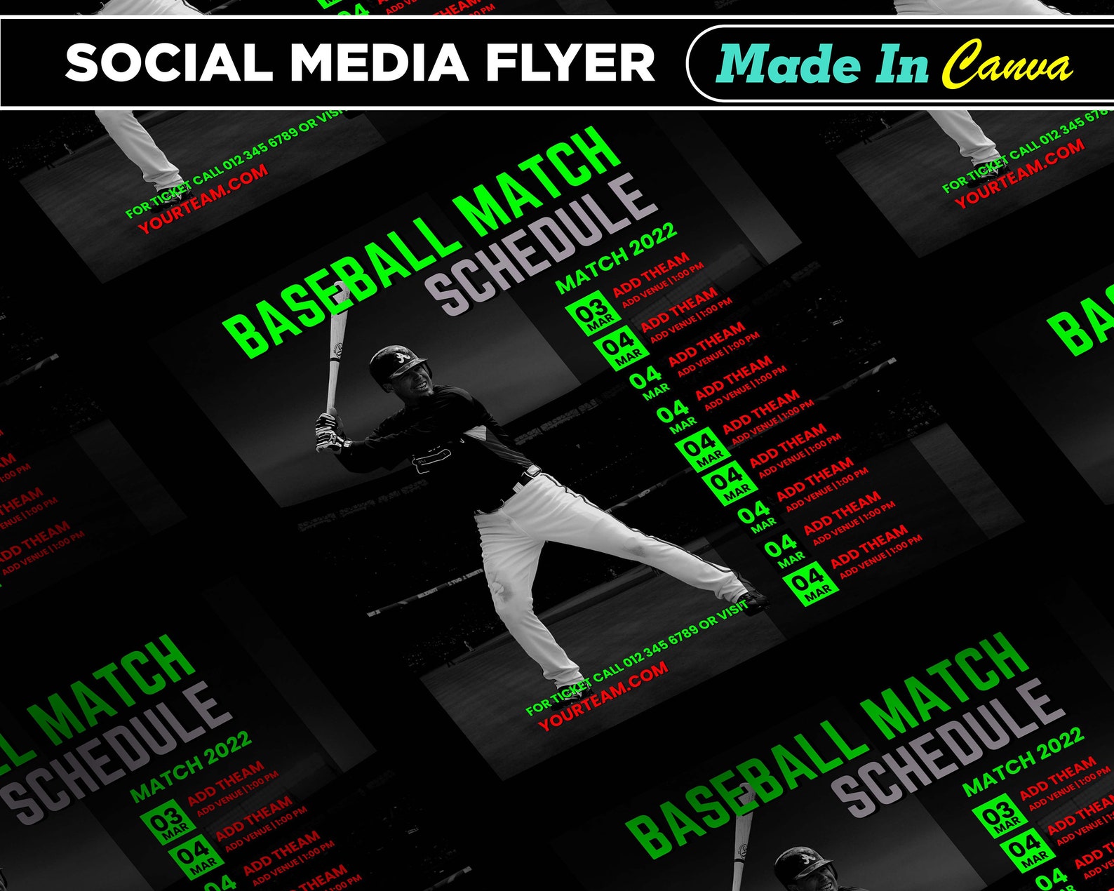 Baseball Game Schedule Flyer, DIY Canva Baseball Game Schedule Flyer ...
