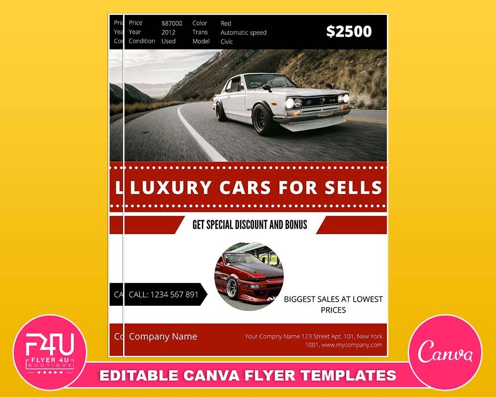 Car Automobile Flyer DIY Canva Template 2022 Editable Canva - Etsy