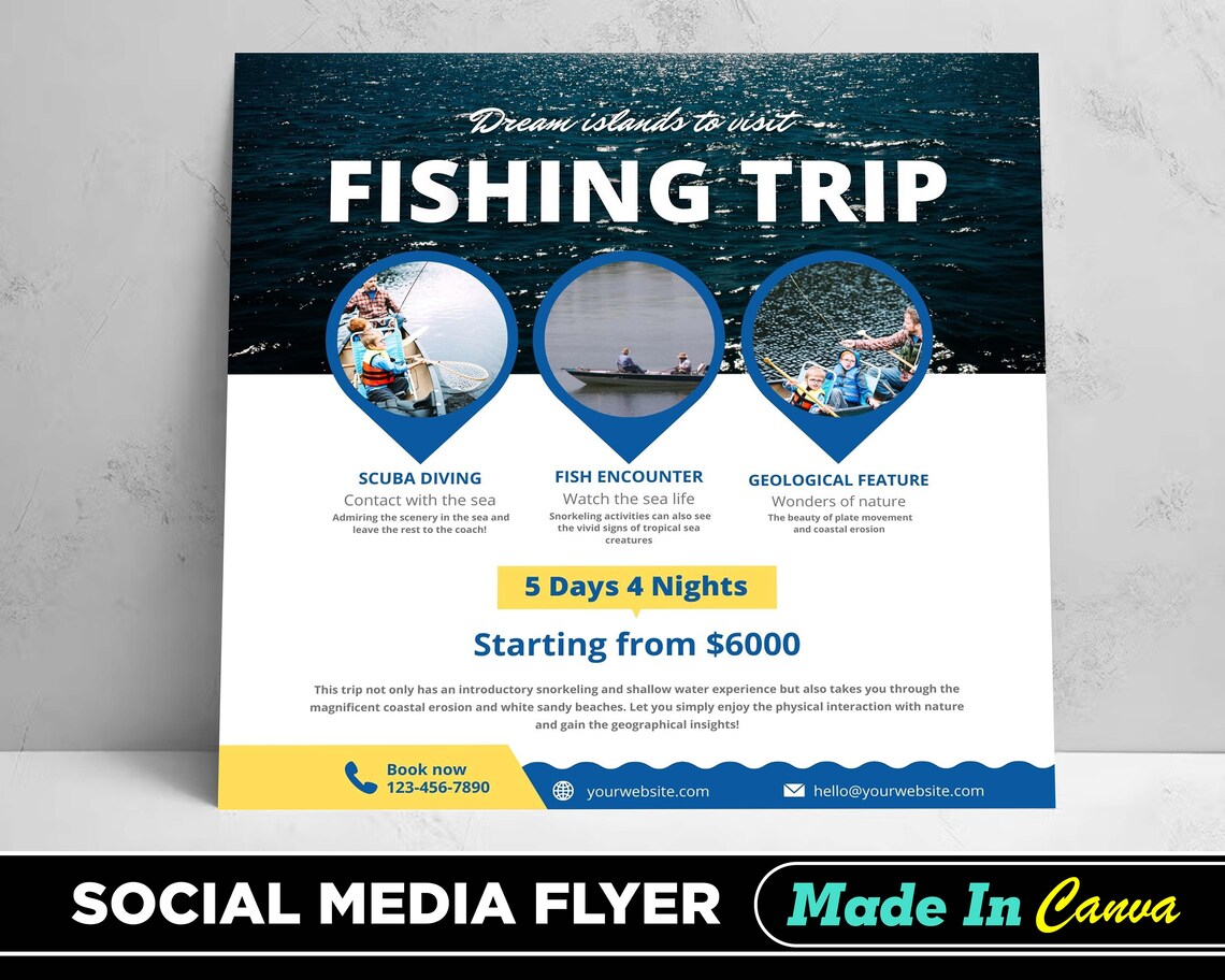 Fishing Trip Flyer DIY Canva Fishing Trip Flyer Template - Etsy
