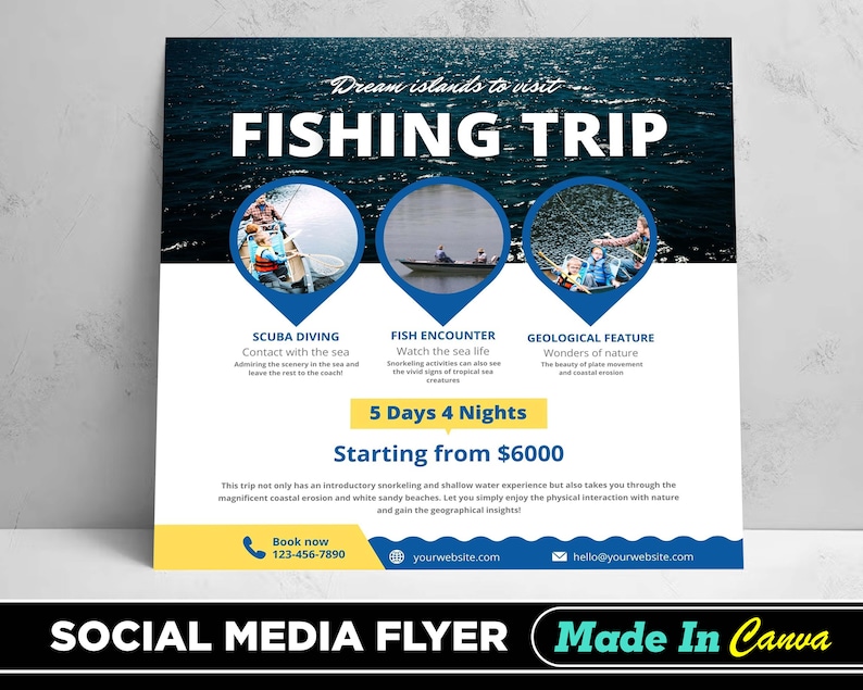Fishing Trip Flyer DIY Canva Fishing Trip Flyer Template - Etsy