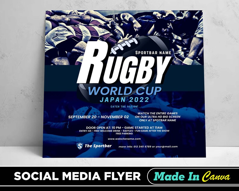Rugby Flyer DIY Canva Rugby Flyer Template 2022 Editable - Etsy