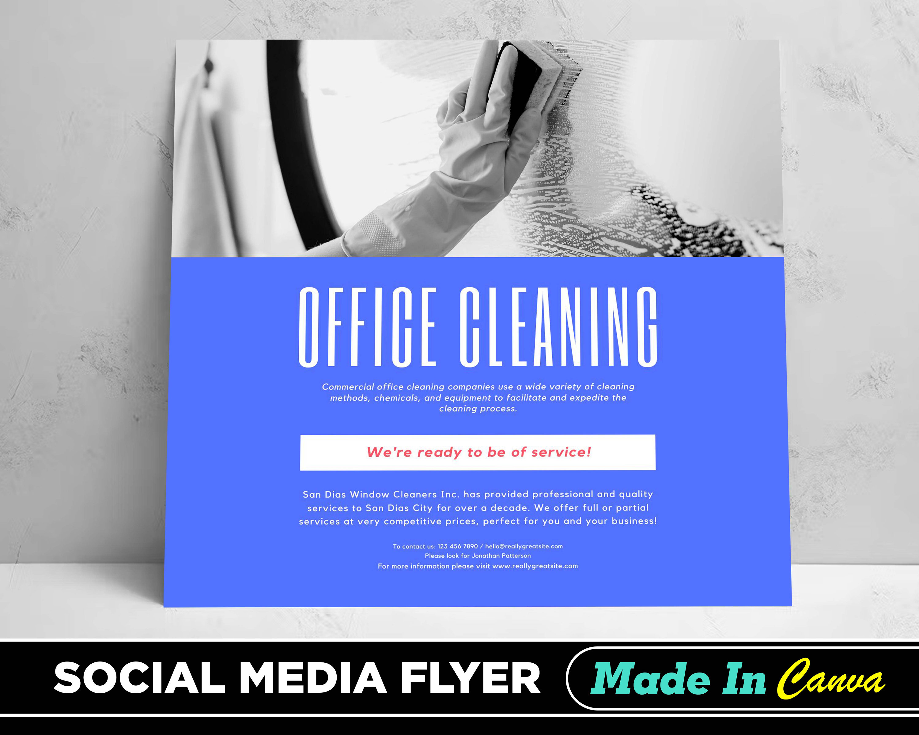Office Cleaning Flyer, DIY Canva Office Flyer, Editable Social Media ...