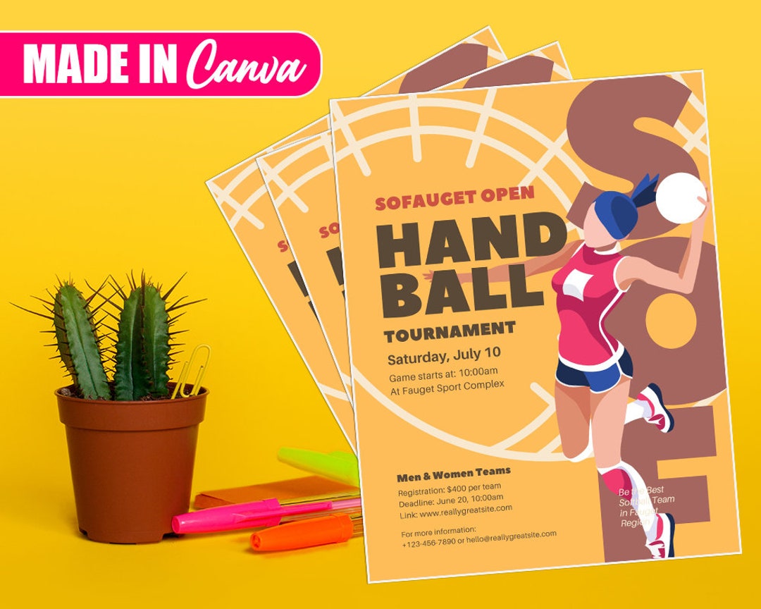 Handball Tournament Flyer, DIY Canva Handball Tournament Templates ...