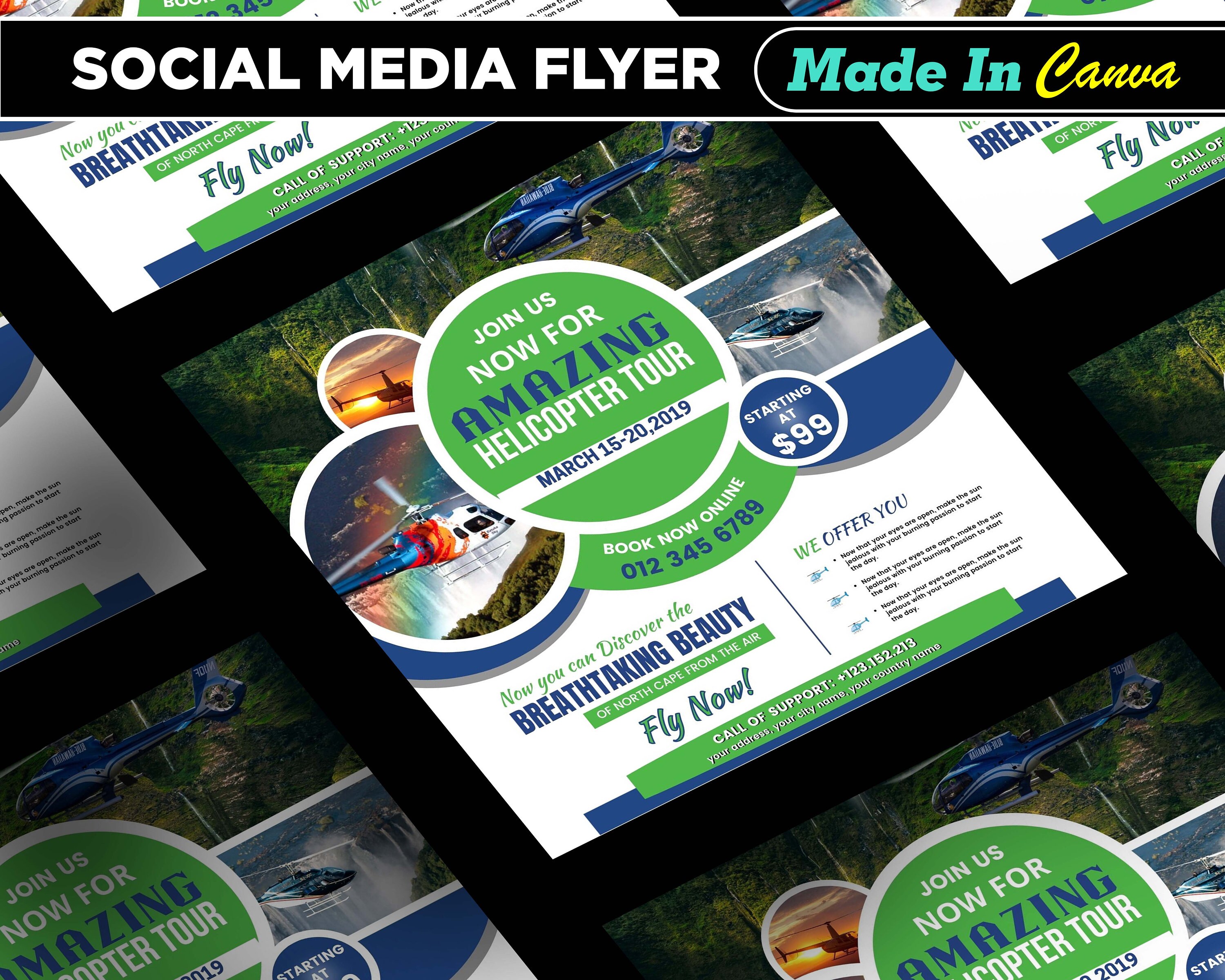 Helicopter Ride Flyer, DIY Canva Helicopter Ride Flyer Template 2022 ...