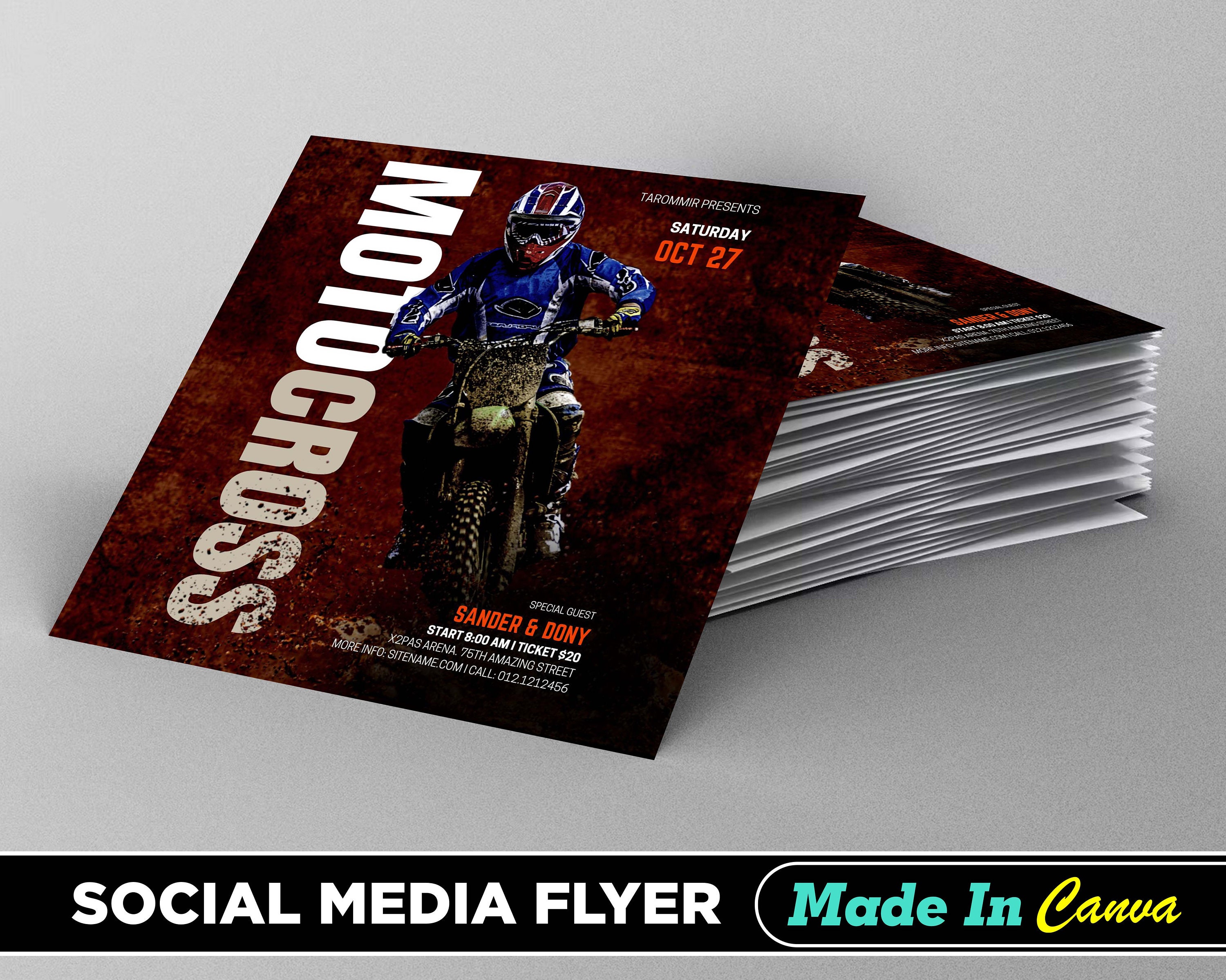 Moto Rally Flyer, DIY Canva Moto Rally Flyer Template, Editable Canva ...