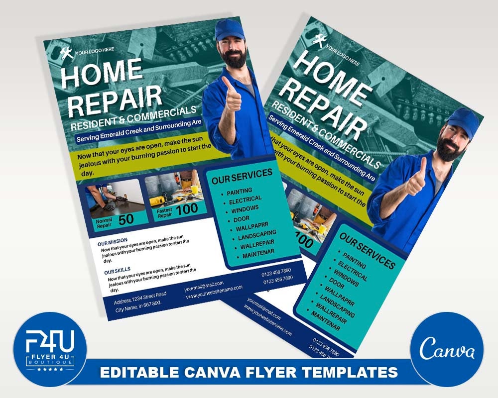 Handyman Service Flyer, DIY Canva Handyman Service Flyer Template 2022 ...