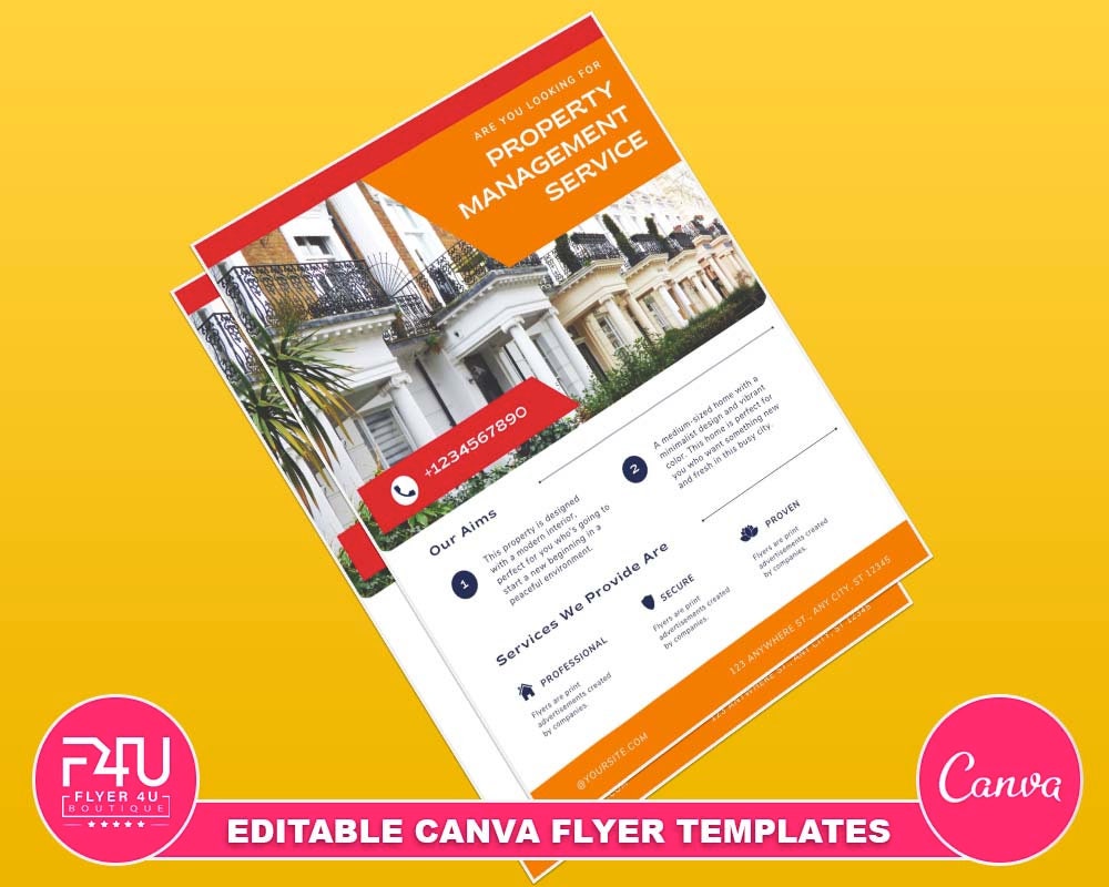 Property Management Service Flyer, DIY Canva Property Management ...