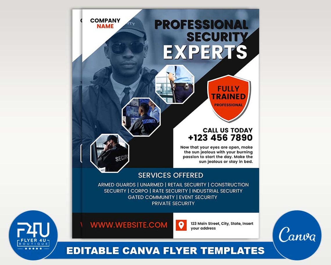 Security Service Flyer DIY Canva Security Service Flyer - Etsy