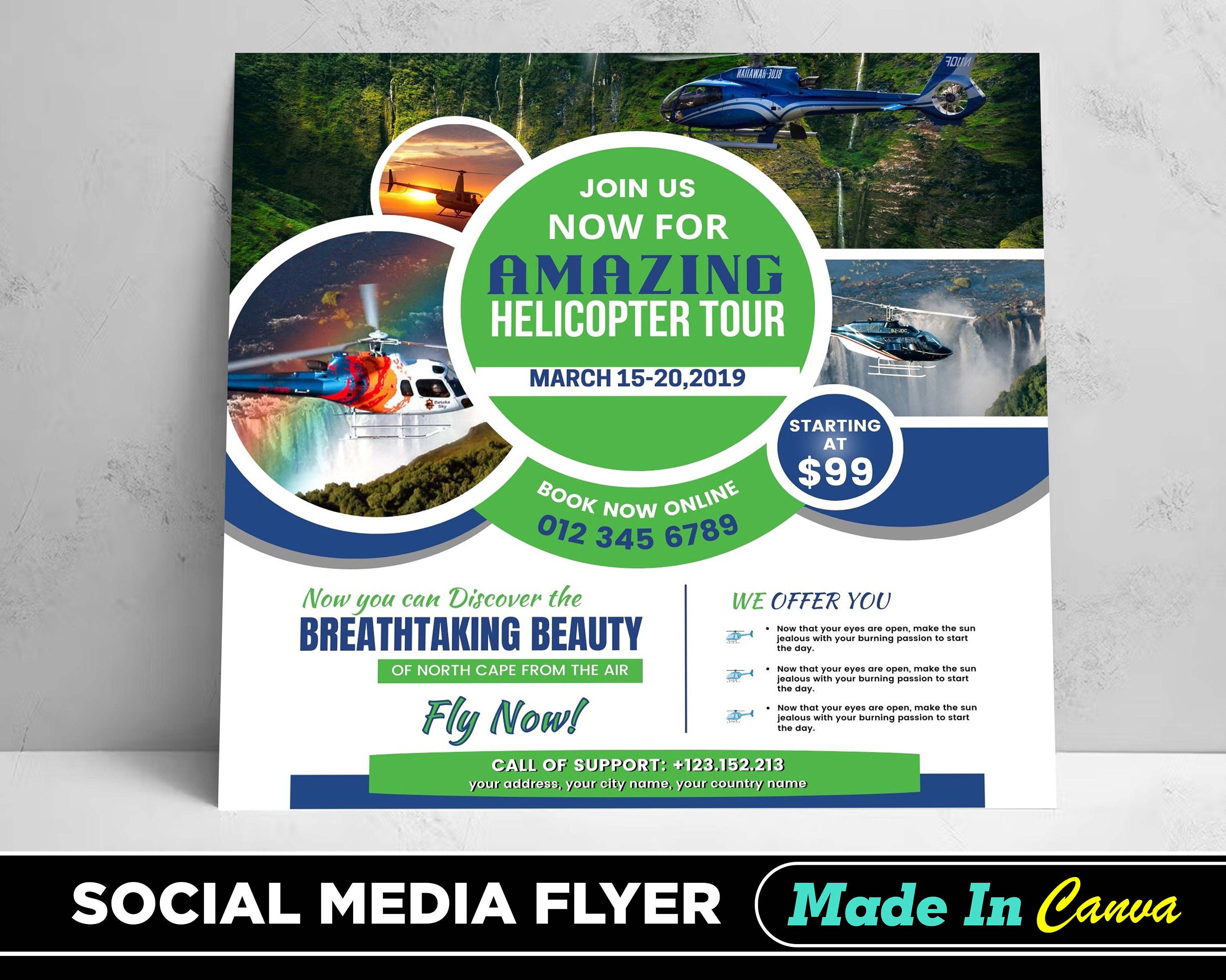 Helicopter Ride Flyer, DIY Canva Helicopter Ride Flyer Template 2022 ...