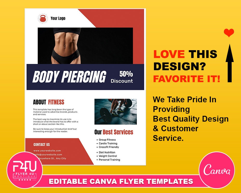 Body Piercing Flyer DIY Canva Body Piercing Flyer Template - Etsy