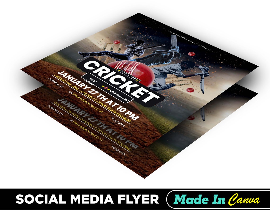 Cricket Tournament Flyer DIY Canva Cricket Tournament Flyer - Etsy