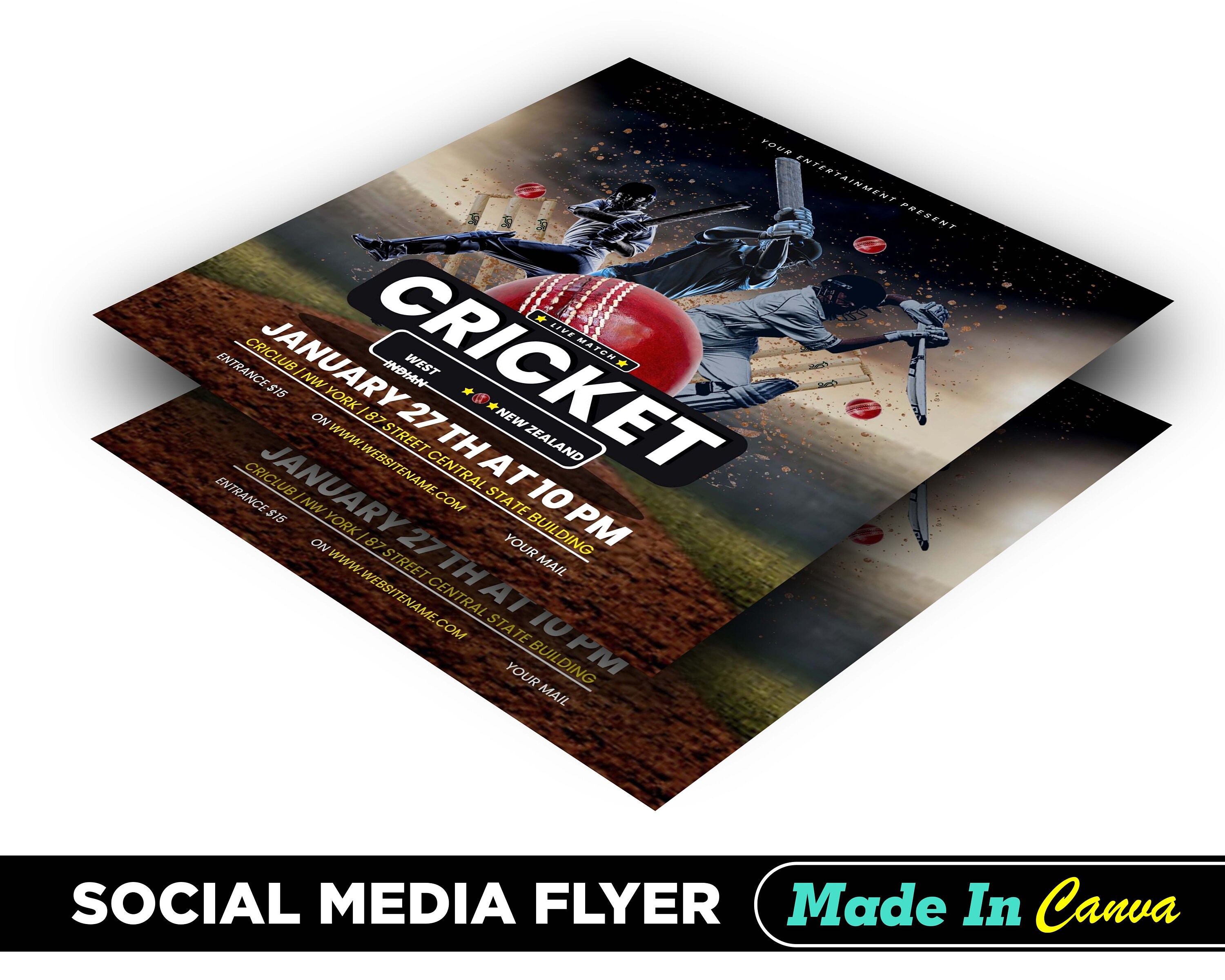 Cricket Tournament Flyer, DIY Canva Cricket Tournament Flyer Template ...