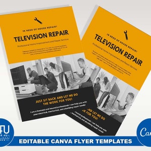 Television Repair Flyer DIY Canva Television Repair Flyer | Etsy