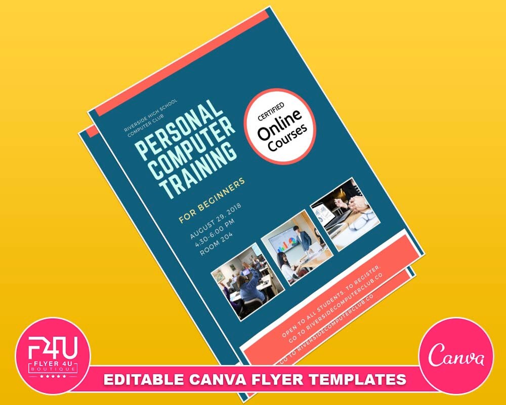 Personal Computer Training Flyer, DIY Canva Personal Computer Training ...