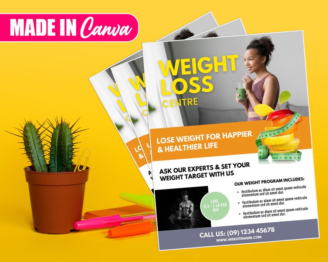 Weight Loss Center Flyer, DIY Canva Weight Loss Center Flyer Template ...